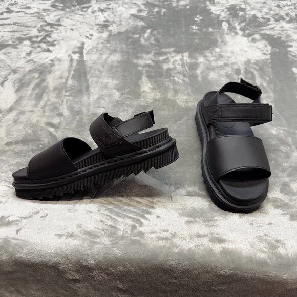 Dr. Martens | Shoes | Dr Martens Sandals Voss All Black Leather Women ...